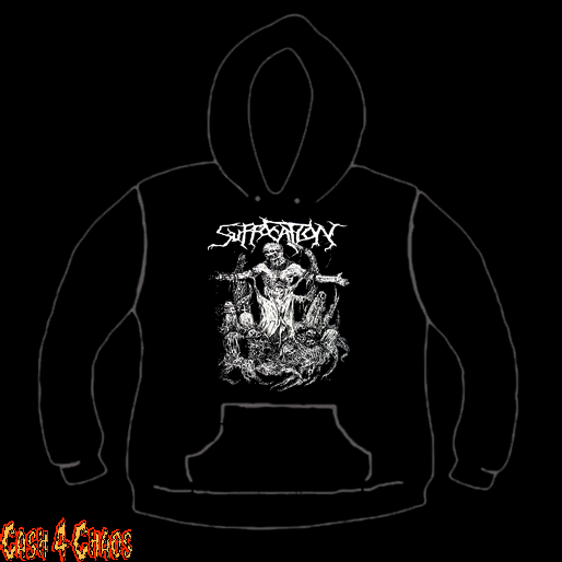 Suffocation Band Logo Design Screen Printed Pullover Hoodie – Cash 4 Chaos